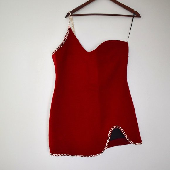 Zara | Dresses | Nwt Zara Red Mini Dress With Golden Diamond Accents ...